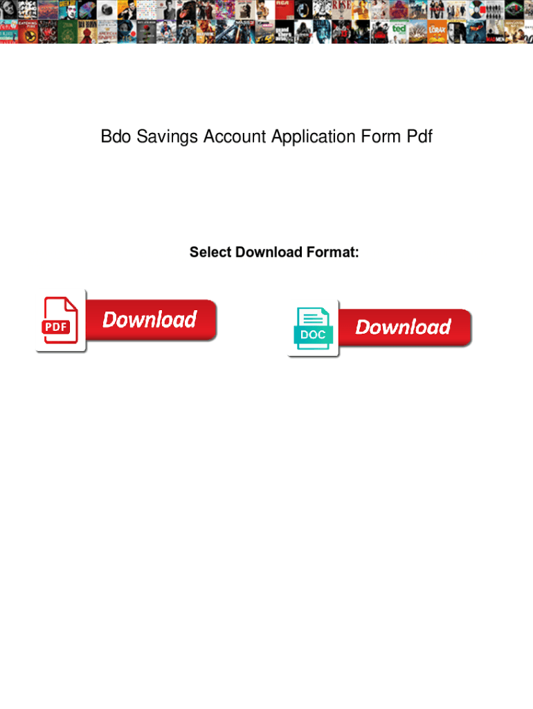 Fillable Online Bdo Savings Account Application Form Pdf. Bdo Savings ...