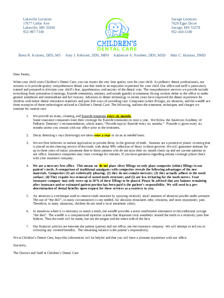 Sample New Patient Questionnaire - Childrens Dental C Doc Template | pdfFiller