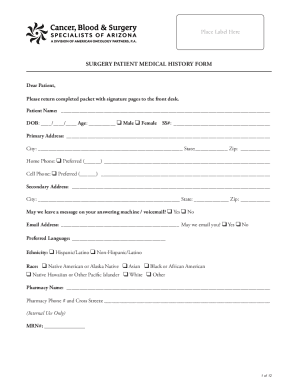 Fillable Online Patient Medical Record Template - PDF ...