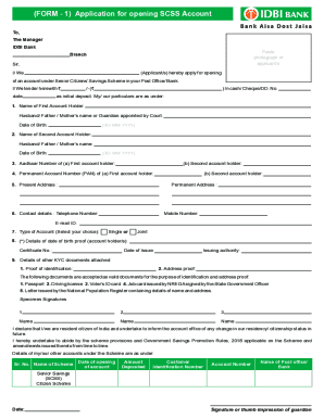 Fillable Online (FORM - 1) Application for opening PPF Account - IDBI ...