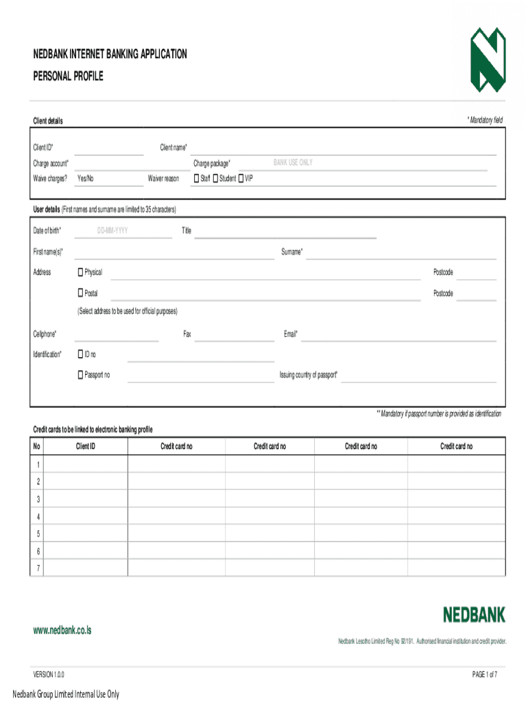 Fillable Online www.internetbanking.nedbank.co ...