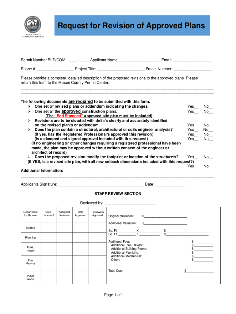 Fillable Online Request for Revision of Approved Plans Fax Email Print ...