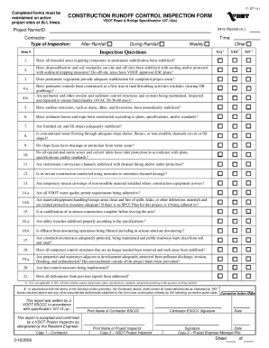 Fillable Online C-107 Construction Runoff Control Inspection Form Fax ...