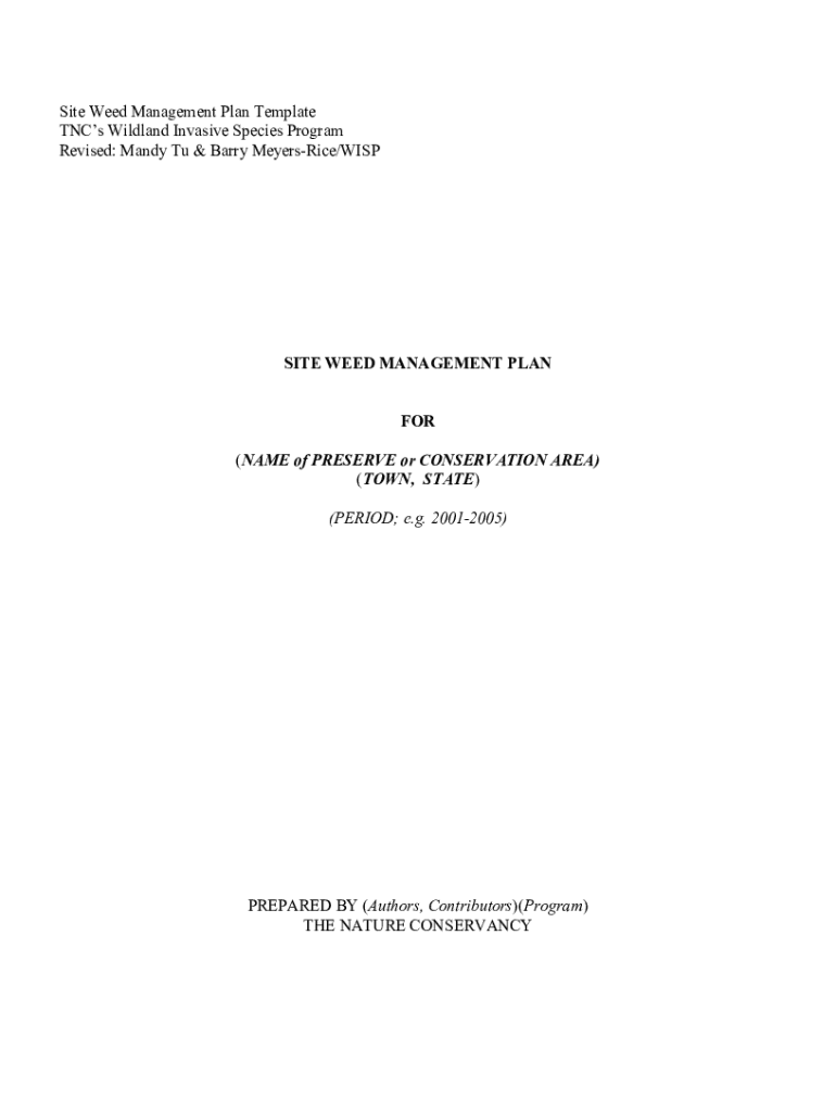 Fillable Online www.invasive.orggistproductsUsing the TNC Site Weed ...