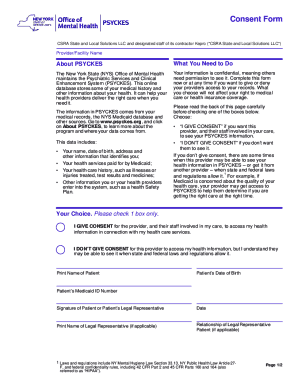Fillable Online health ny Prefilled PSYCKES Consent Form - New York ...