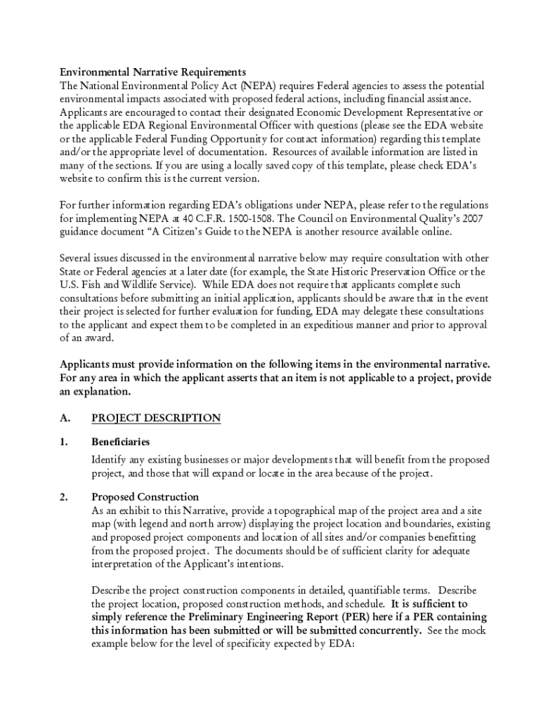 Fillable Online EDA Environmental Narrative Template and Application ...