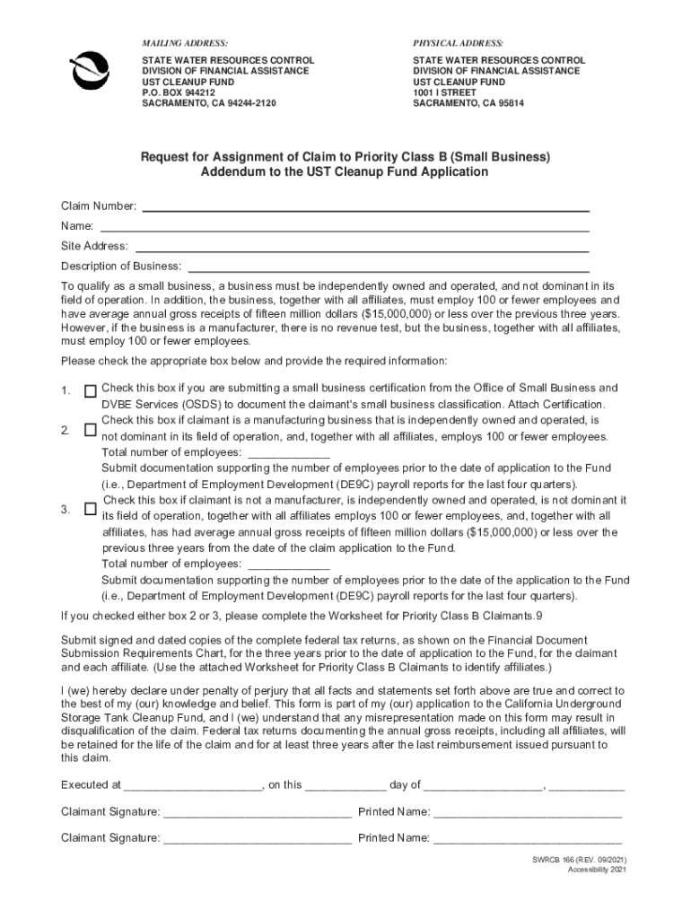 Fillable Online Request for Assignment of Claim to Priority Class B ...