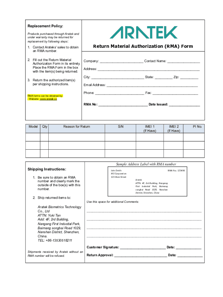 Fillable Online www.hydro-eng.comwp-contentuploadsReturn Material ...