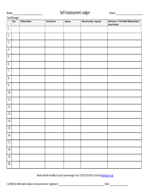 Fillable Online 45+ Free Self-Employment Ledger Templates & Sample Fax ...