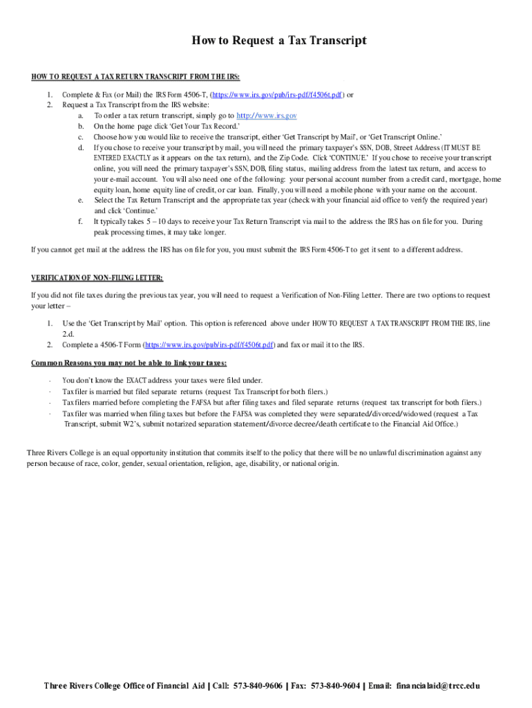 Fillable Online What is an IRS Tax Transcript and How Do I Request ...