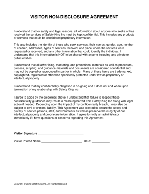 Fillable Online Visitor Non-Disclosure Agreement Fax Email Print ...