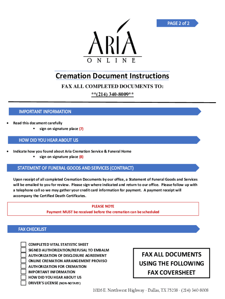 Fillable Online www.ariacremation.com wp-content uploadsInstructions ...