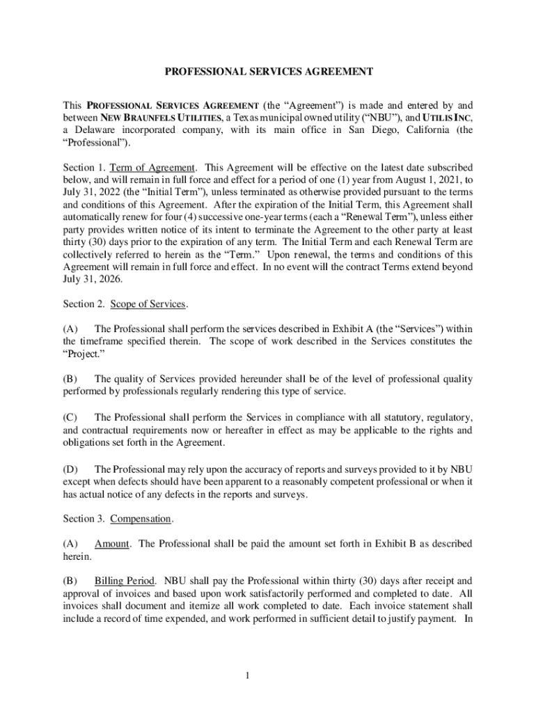 Fillable Online Professional Services Agreement: Everything You Need to KnowFree Professional ...