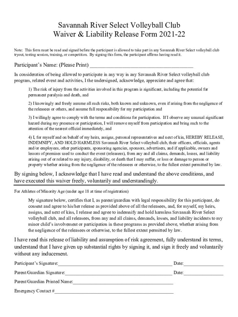 Fillable Online dt5602vnjxv0c.cloudfront.netportals29465SRS Waiver and Liability Release Form ...