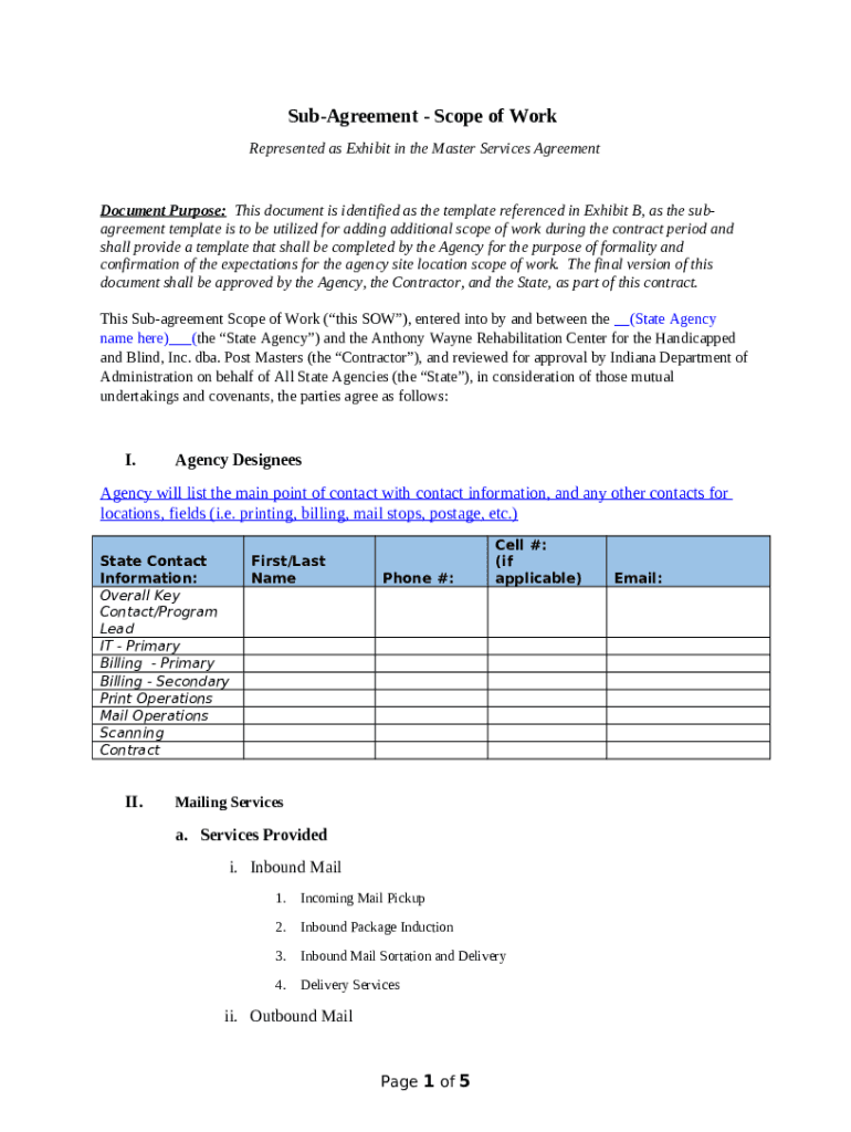 Sub-Agreement - Scope of Work Represented as Exhibit C in ... Doc ... - secure in Doc Template ...