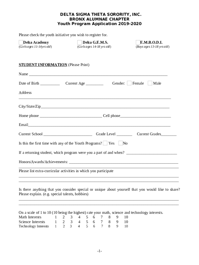 BRONX ALUMNAE CHAPTER of DELTA SIGMA THETA SORORITY, INC. Youth Program ...