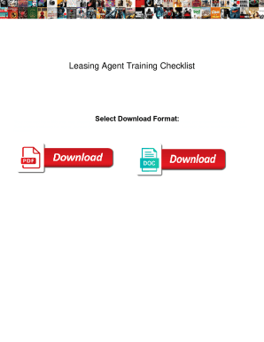 Fillable Online Leasing Agent Training Checklist. Leasing Agent ...