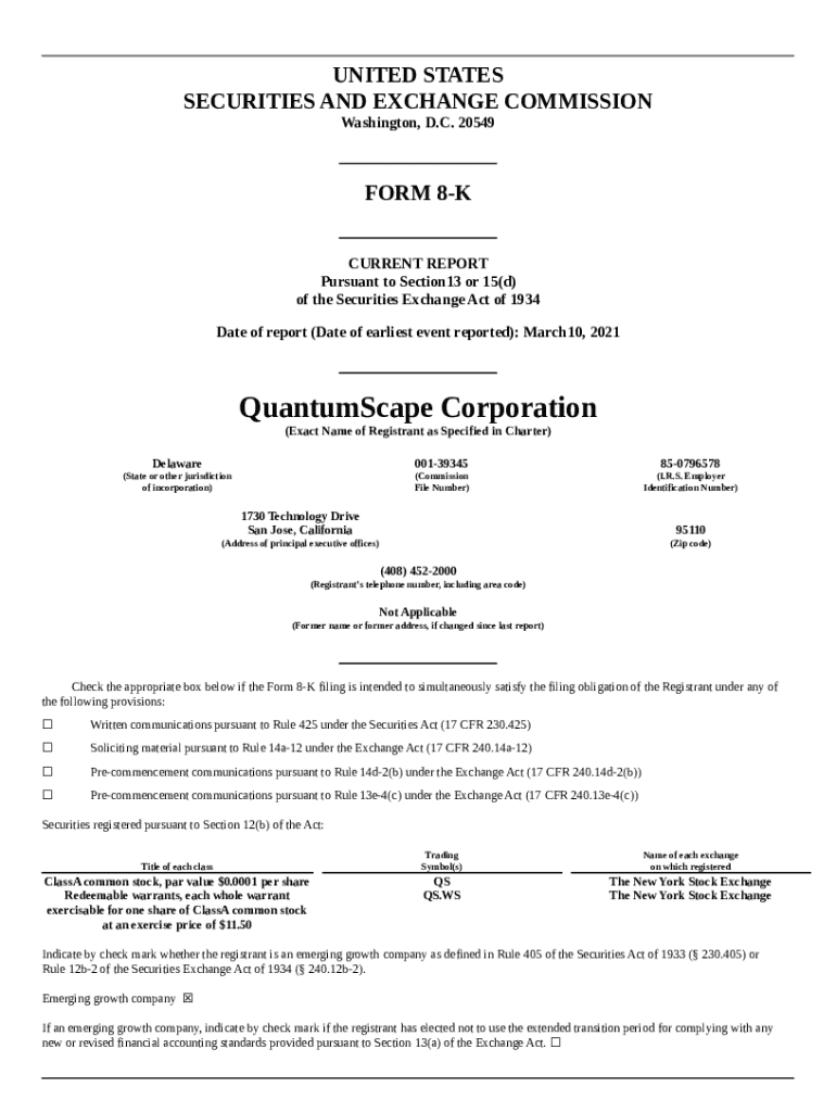 QuantumScape Corporation Doc Template | pdfFiller