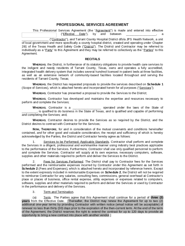 PROFESSIONAL SERVICES AGREEMENT - es Doc Template | pdfFiller