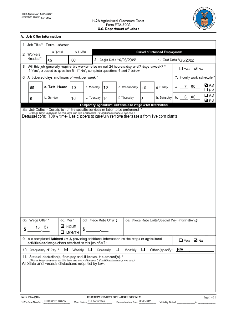 Fillable Online DoL ETA 790 - Fill and Sign Printable Template OnlineUS ...
