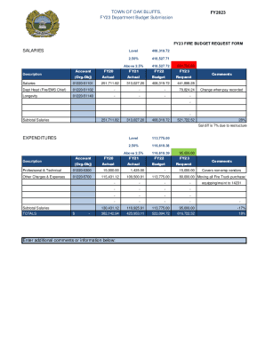 Fillable Online FY23 01220 Fire Department Budget Form.xlsx Fax Email ...