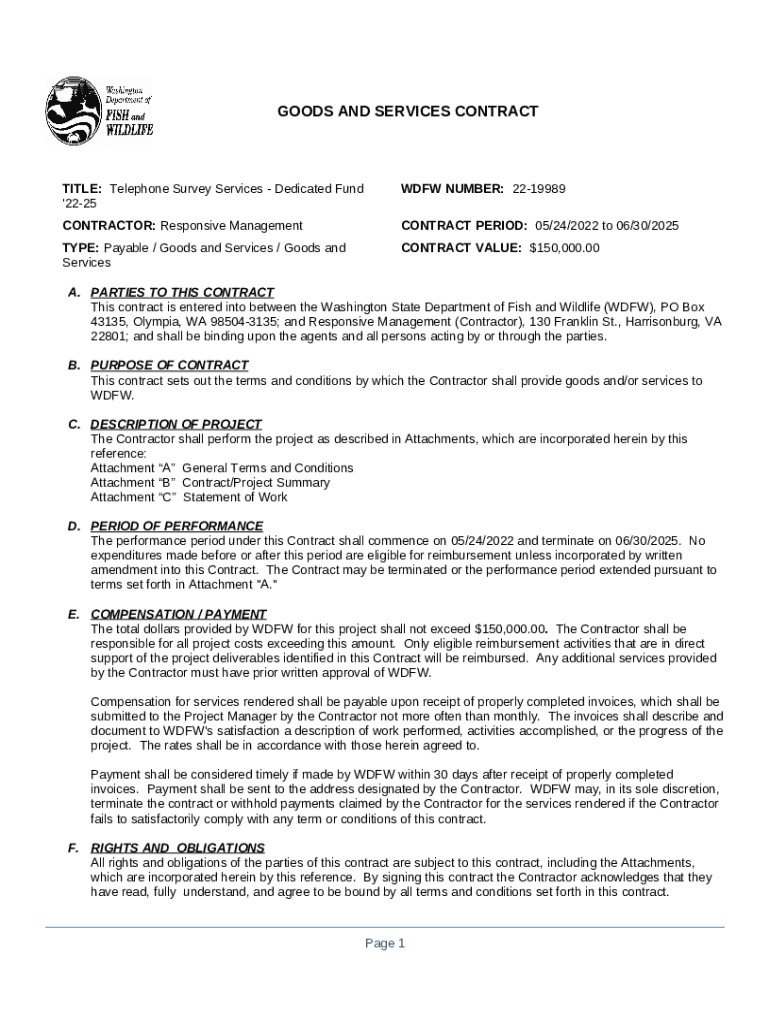 GOODS AND SERVICES CONTRACT - wdfw.wa.gov - wdfw wa Doc Template | pdfFiller