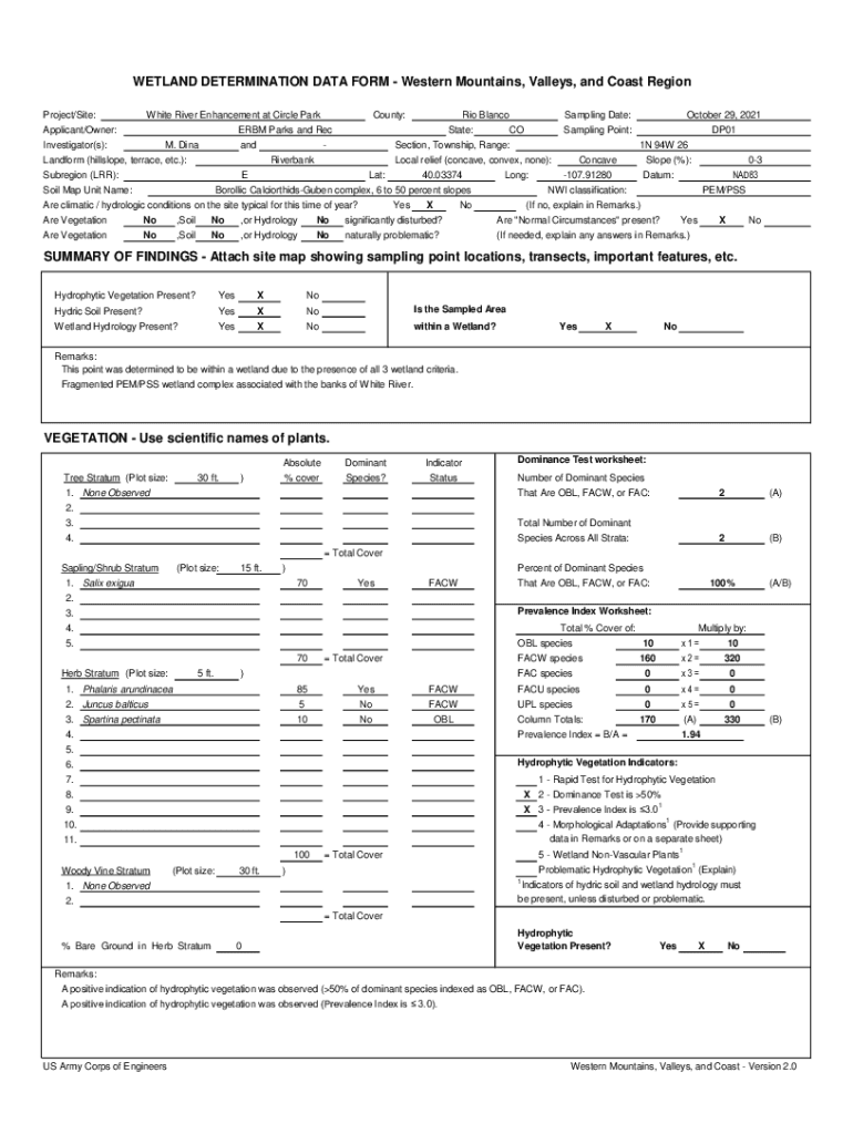 Fillable Online Western Mountains, Valleys, and Coast Wetland ...