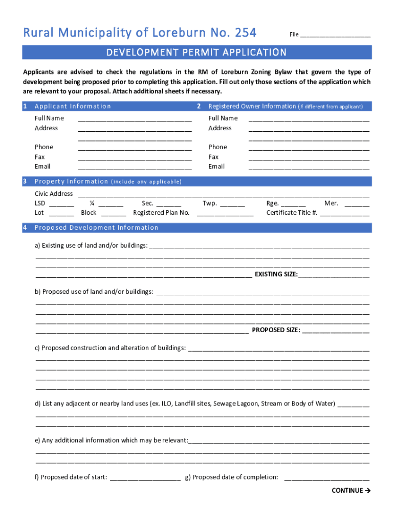 Fillable Online Development Permit Application Form (2021 Updated)RM of ...