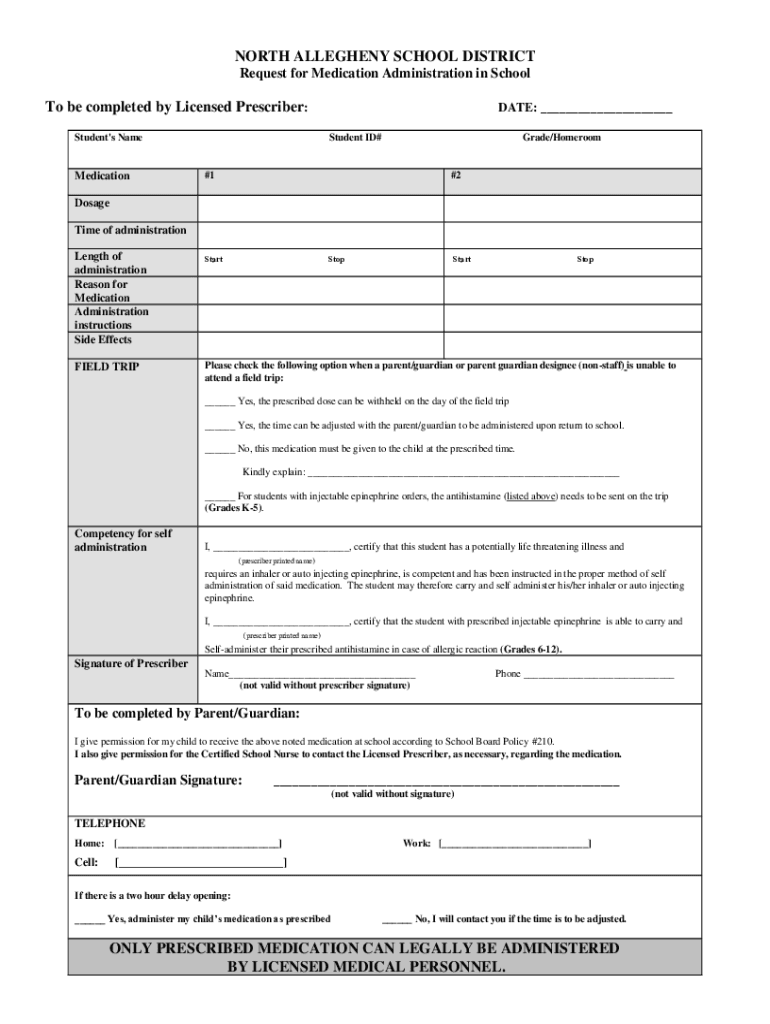 Fillable Online www.northallegheny.orgcmslibPlease complete both sides ...