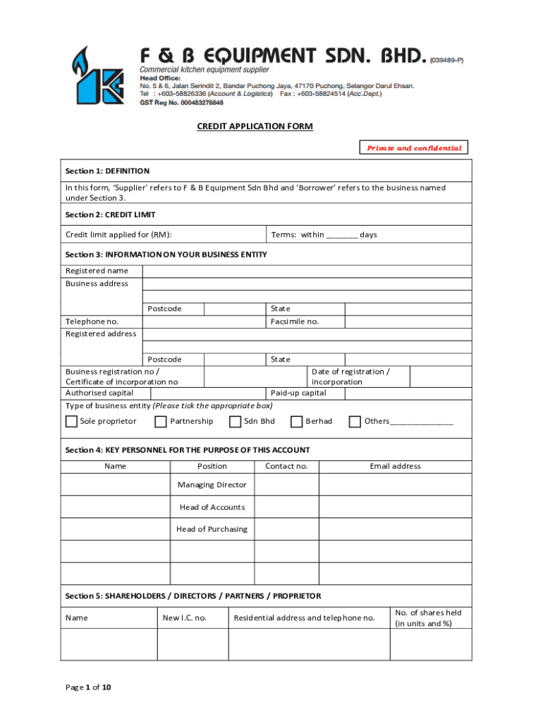 Fillable Online Blank Credit Application Form Info - Blank Credit ...