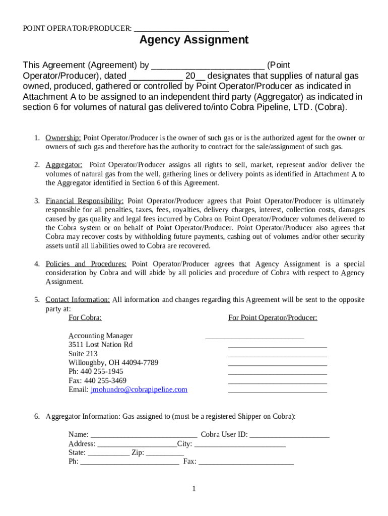 Agency Assignment Doc Template | pdfFiller