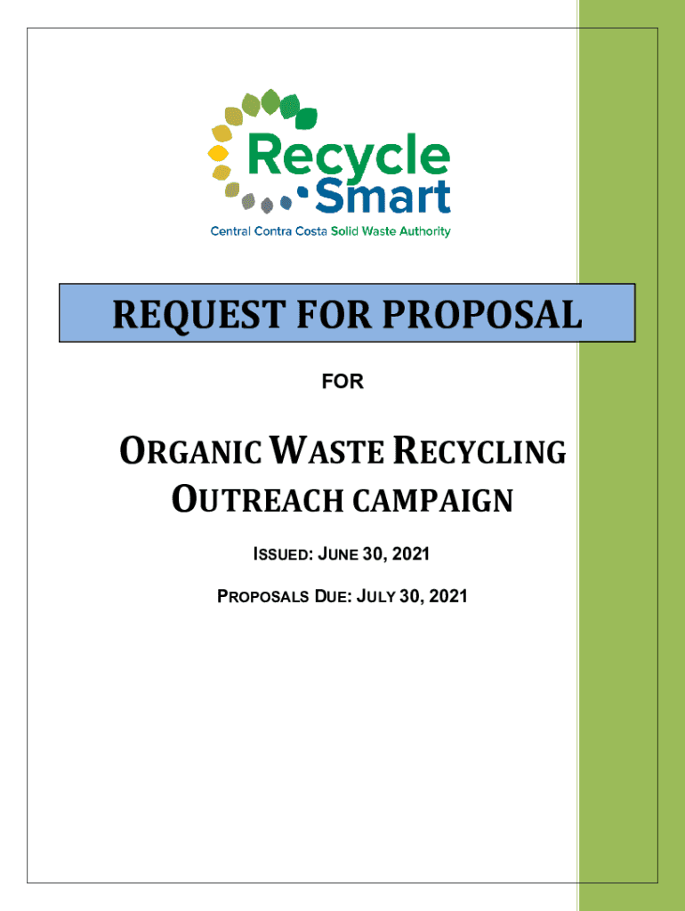 Fillable Online REQUEST FOR PROPOSALS FOR ORGANIC RECYCLING MARKETING ...