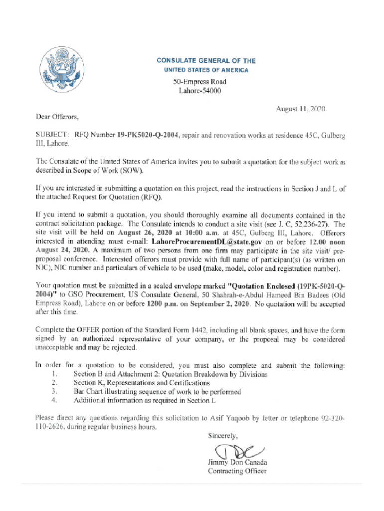 Fillable Online TABLE OF CONTENTS SF-18 OR SF-1442 COVER SHEET B. SCOPE OF WORK C ... Fax Email ...