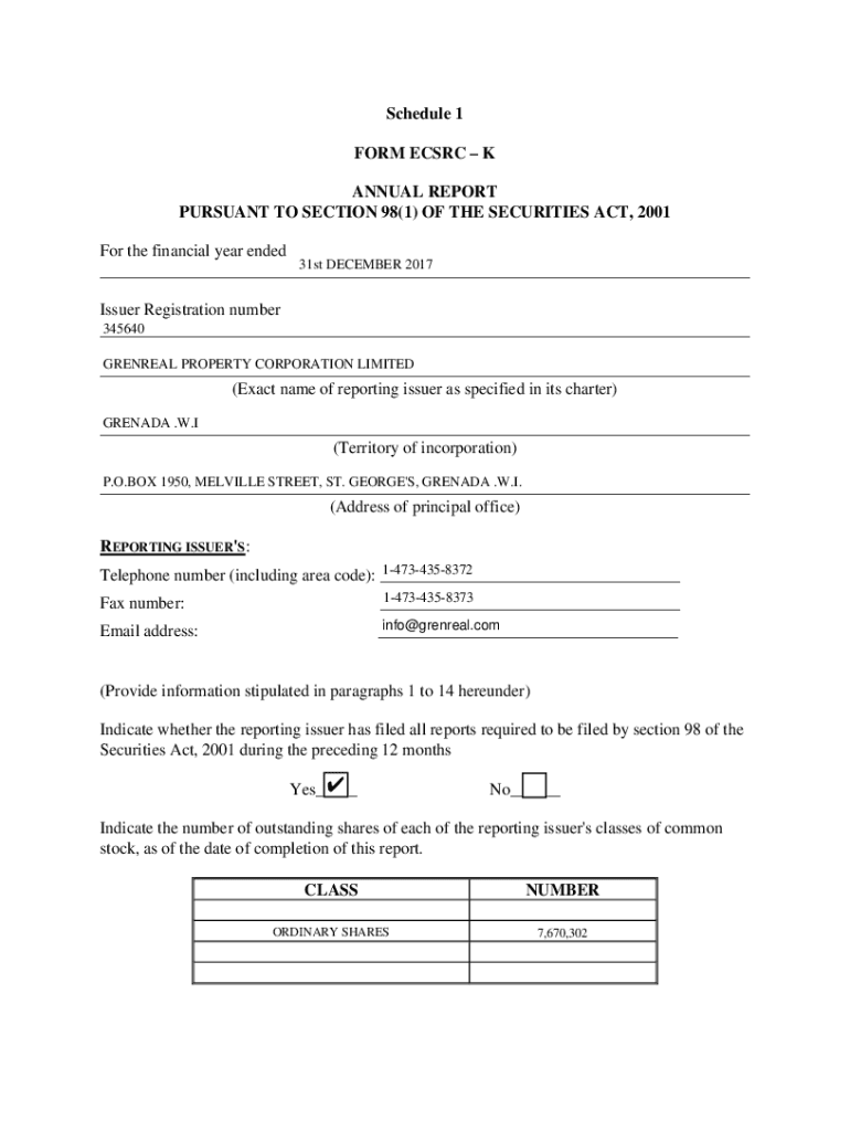 Fillable Online www.ecsrc.comimgExistingSchedule 1 FORM ECSRC K ANNUAL ...