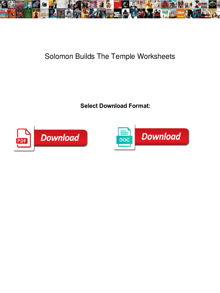 Fillable Online Solomon Builds The Temple Worksheets. Solomon Builds ...