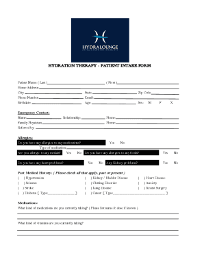 Fillable Online IV Patient Intake Form Fax Email Print - pdfFiller