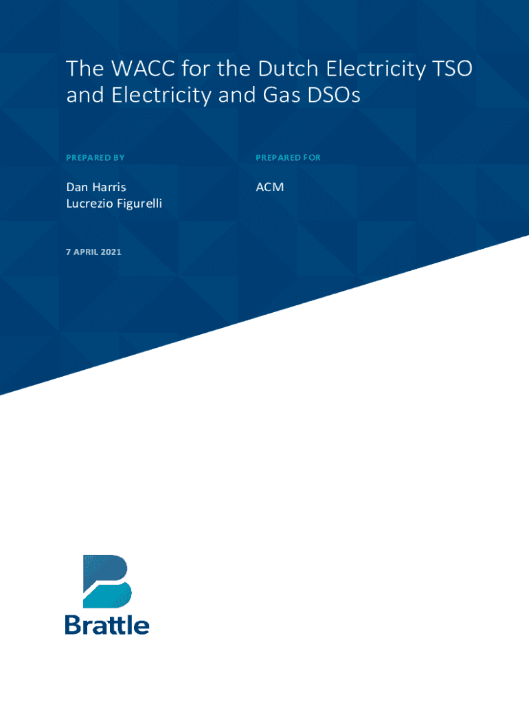 Fillable Online The WACC for the Dutch Electricity TSO and Electricity ...