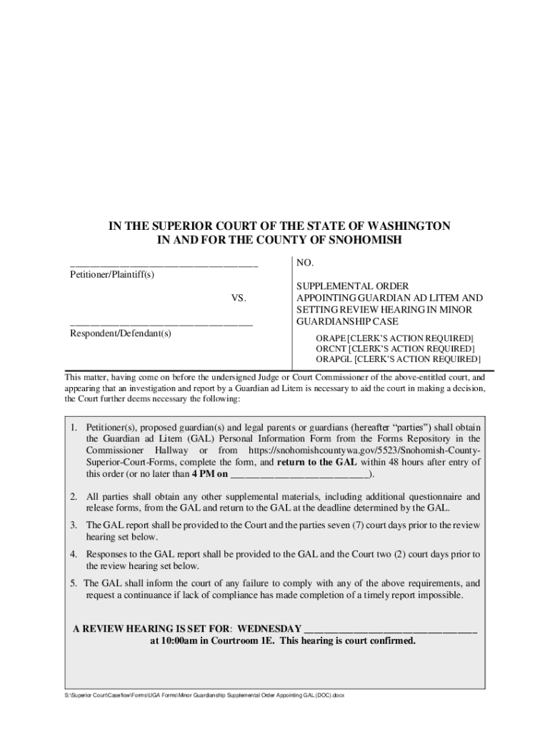 Fillable Online www.snohomishcountywa.govDocumentCenterViewIN THE SUPERIOR COURT OF THE STATE OF ...
