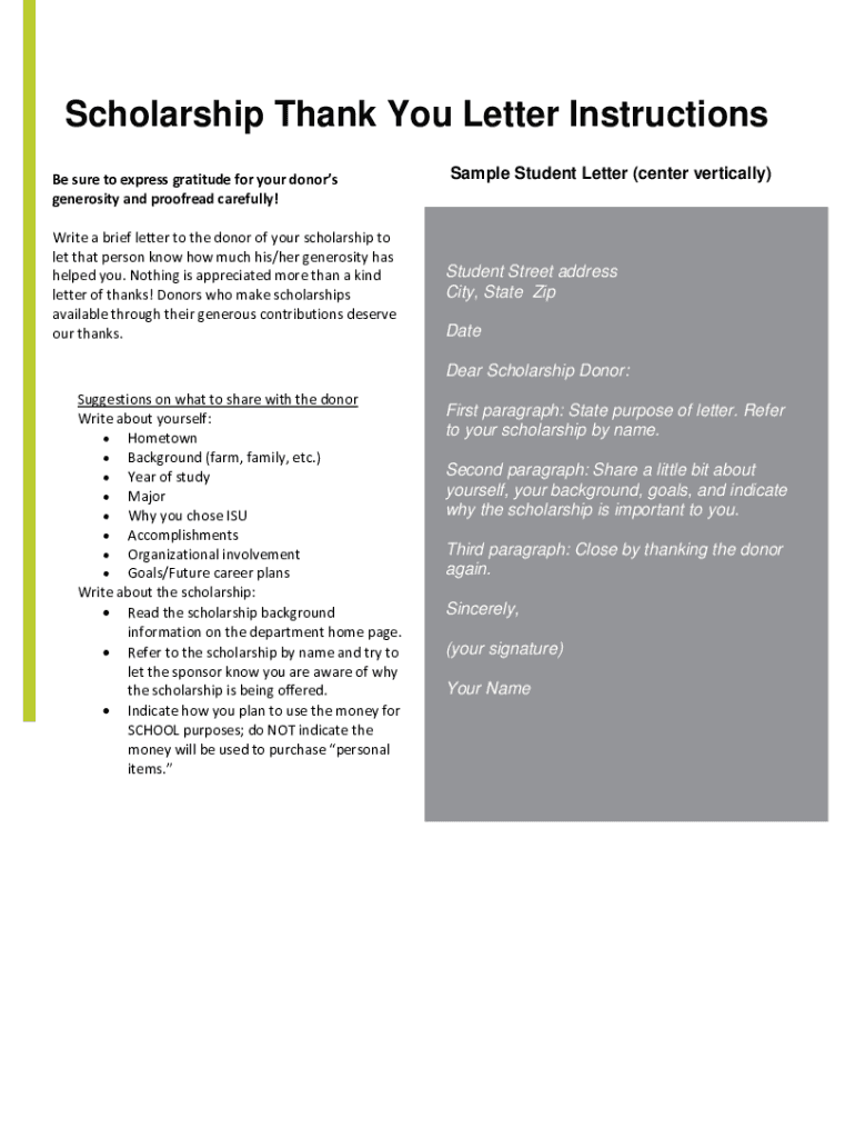 Fillable Online How to Write a Scholarship Thank You Letter (With ...