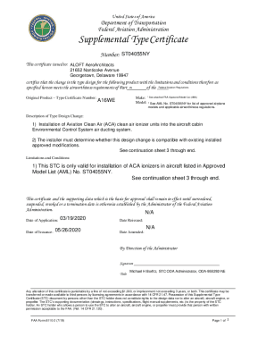 Fillable Online rgl faa FAA Form 8110-2 Supplemental Type Certificate ...