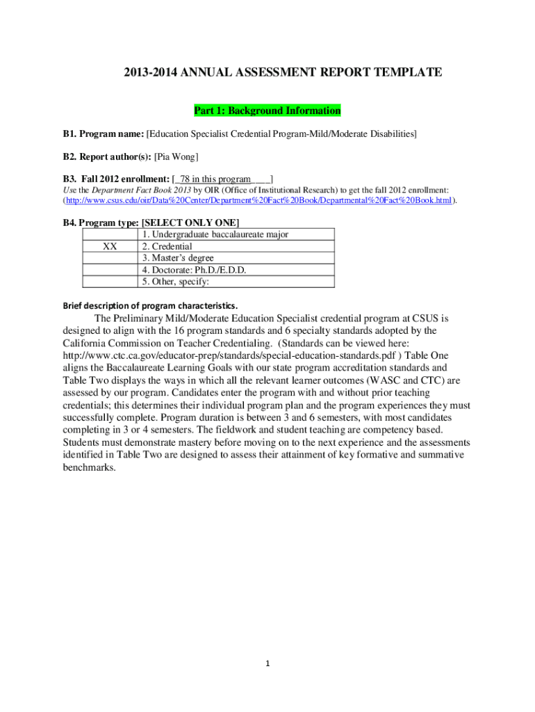 Fillable Online www.csus.eduacademic-affairsprogram-assessment2013-2014 ...