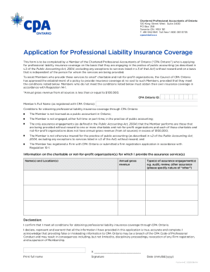 Fillable Online Application for CPA Ontario's Professional Liability ...
