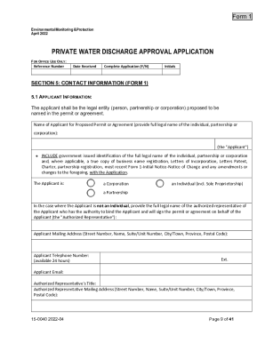 Fillable Online PRIVATE WATER DISCHARGE APPROVAL APPLICATION. PRIVATE WATER DISCHARGE APPROVAL ...