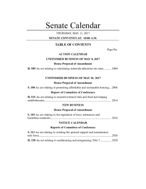 Fillable Online Senate Calendar Fax Email Print - pdfFiller