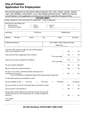 Fillable Online www.franklinwi.govEmployment-ApplicationEmployment ...
