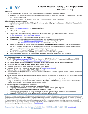 Fillable Online Optional Practical Training (OPT) for F-1 StudentsUSCISOPT - Optional Practical ...
