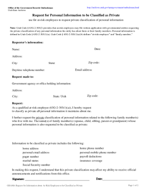Fillable Online archives utah GRAMA Request for Information about At ...