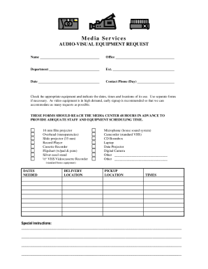 Fillable Online Media Services Audio-Visual Equipment Request Form ...