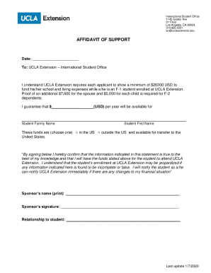 Fillable Online Affidavit of Support Form for International Students ...