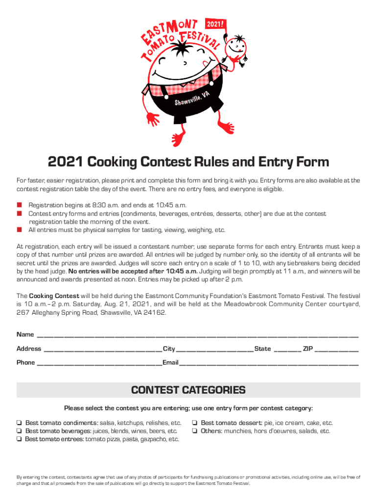 Fillable Online bigtex.comcooking-contestsCooking Contests (during-fair ...